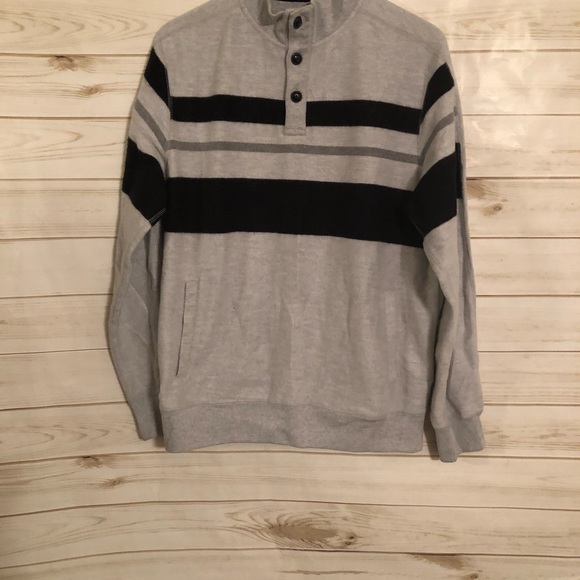 Chaps | Sweaters | Chaps Mens Button Collar Gray Black Sweater | Poshmark